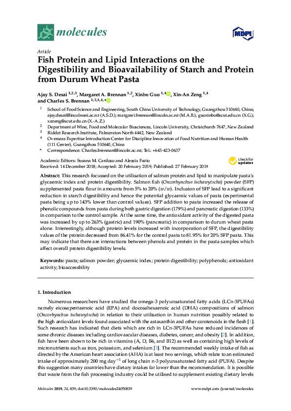 (PDF) Fish Protein and Lipid Interactions on the Digestibility and Bioavailability of Starch and ...