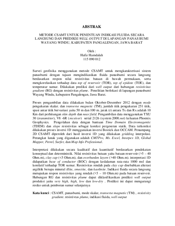 (PDF) Metode Csamt Untuk Penentuan Indikasi Fluida Secara Langsung Dan ...