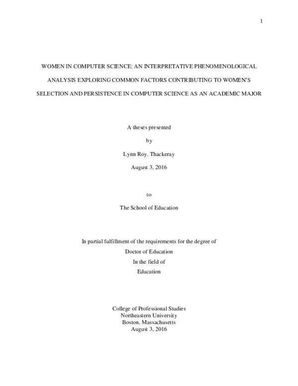 (PDF) Understanding Women's Perspectives in Computer Science Careers
