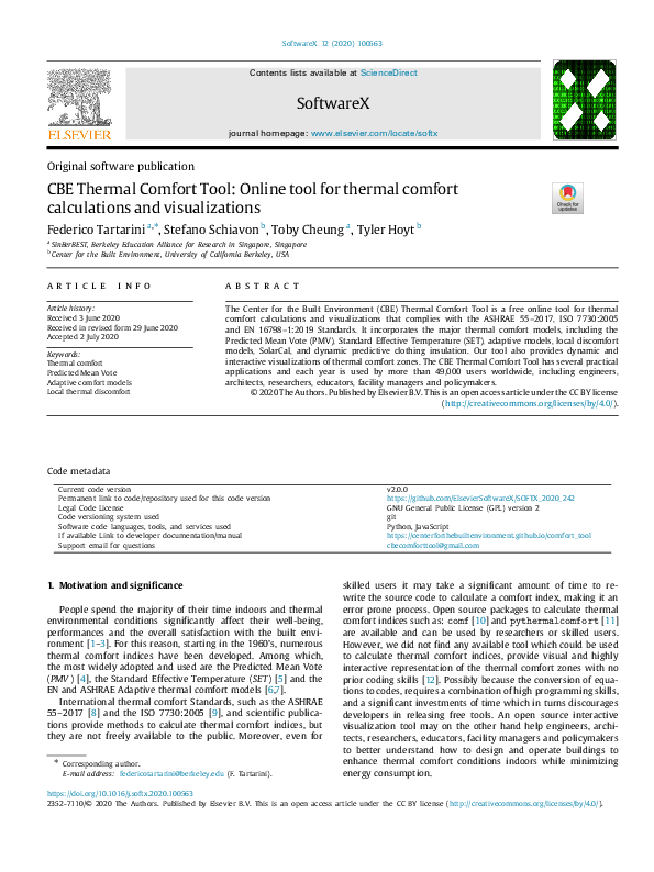 (PDF) CBE Thermal Comfort Tool: Online tool for thermal comfort ...