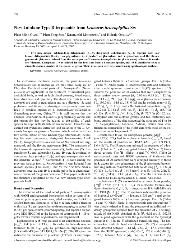 (PDF) New Labdane-Type Diterpenoids from Leonurus heterophyllus SW