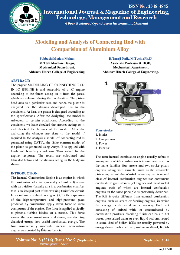 (PDF) Modeling and Analysis of Connecting Rod with Comparision of ...
