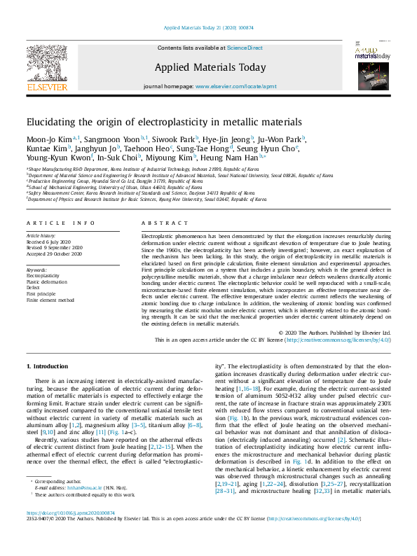 (PDF) Elucidating the origin of electroplasticity in metallic materials