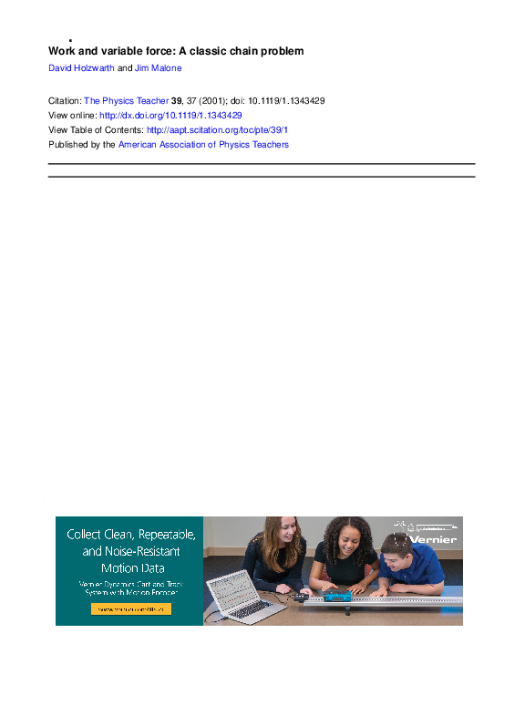 (PDF) Work and variable force: A classic chain problem