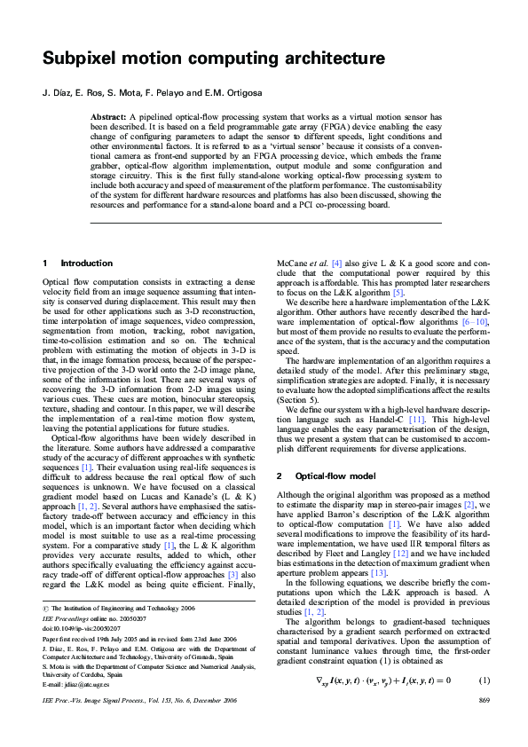 (PDF) Subpixel motion computing architecture | Javier Diaz - Academia.edu