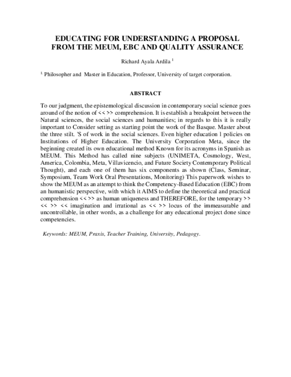 (PDF) Educating for Understanding a Proposal from the Meum, Ebc and ...