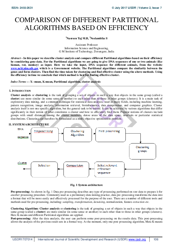 Pdf Comparison Of Different Partitional Algorithms Based On Efficiency