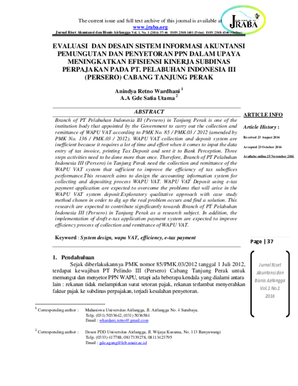 (PDF) Evaluasi Dan Desain Sistem Informasi Akuntansi Pemungutan Dan Penyetoran PPN Dalam Upaya ...