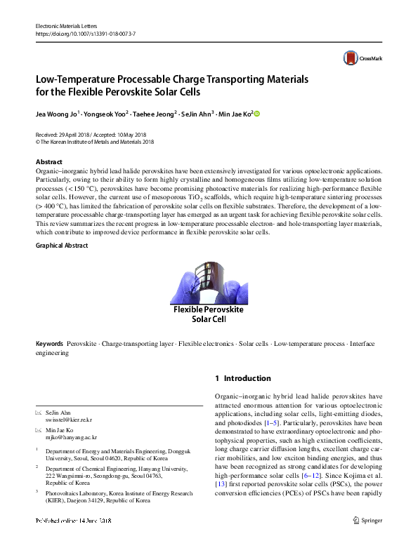 (PDF) Low-Temperature Processable Charge Transporting Materials for the ...