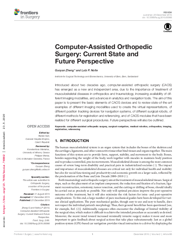 (PDF) Current Trends in Computer-Assisted Orthopedics
