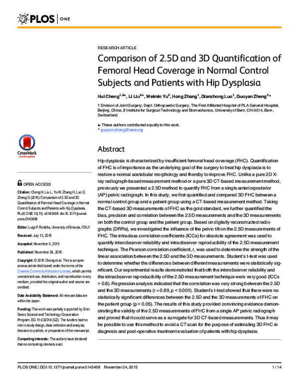 (PDF) Comparison of 2.5D and 3D Quantification of Femoral Head Coverage ...