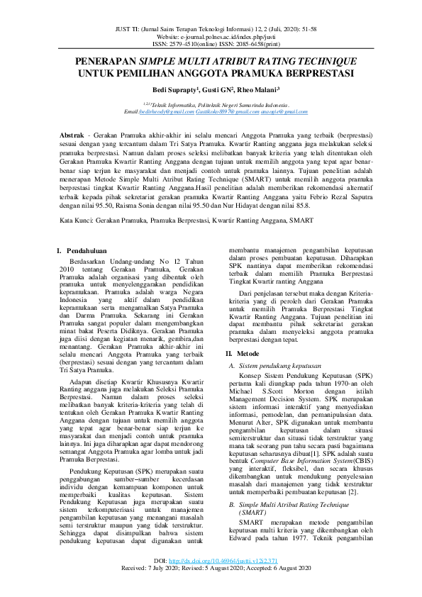 (PDF) Penerapan Metode Simple Multi Atribut Rating Technique (Smart ...