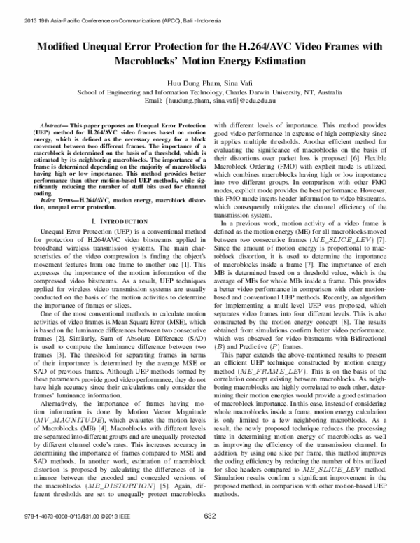(PDF) Modified Unequal Error Protection for the H.264/AVC video frames ...