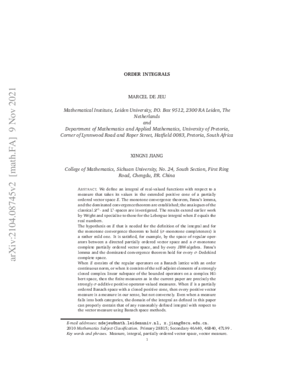 (PDF) Order integrals