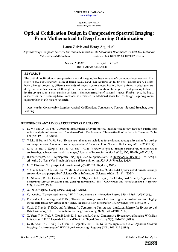 (PDF) Optical Codification Design in Compressive Spectral Imaging: From Mathematical to Deep ...
