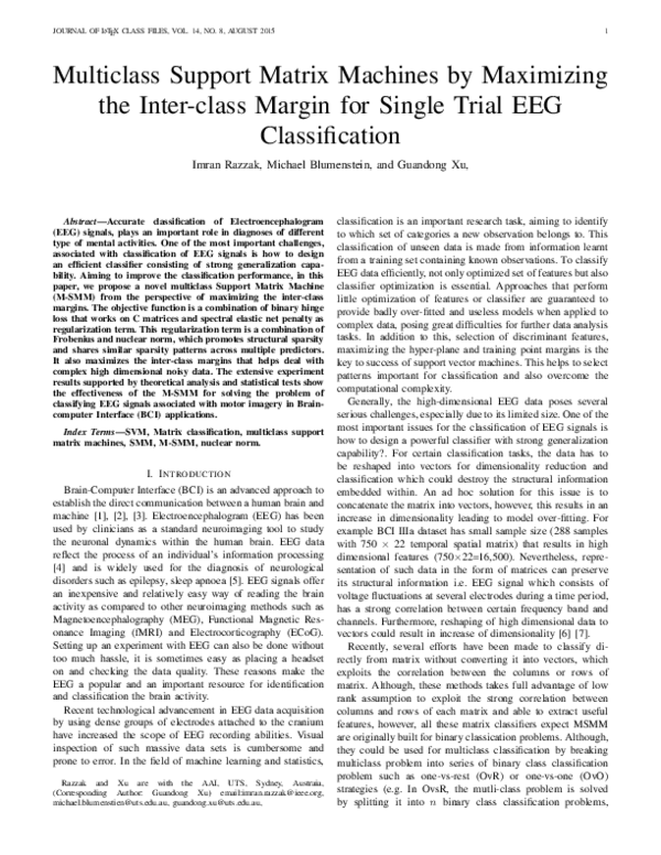 (PDF) Multiclass Support Matrix Machines by Maximizing the Inter-Class Margin for Single Trial ...
