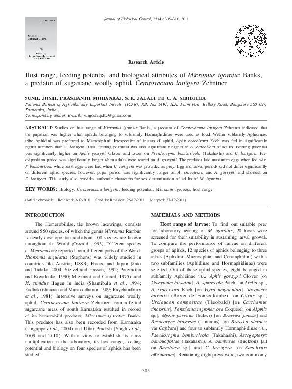(PDF) Host range, feeding potential and biological attributes of ...