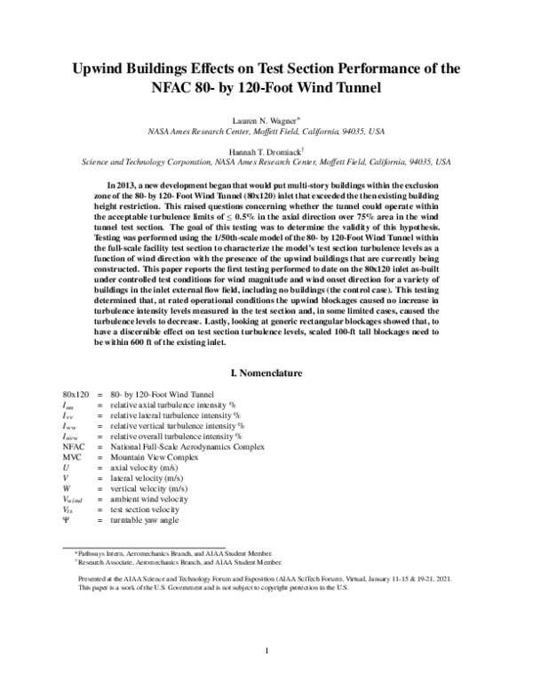 (PDF) Upwind Buildings Effects on Test Section Performance of the NFAC ...