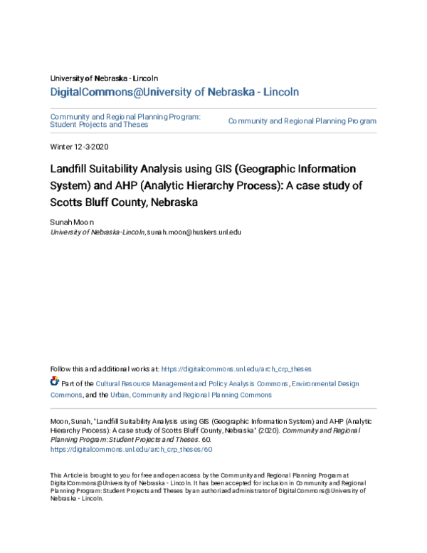 (PDF) Landfill Suitability Analysis using GIS (Geographic Information System) and AHP (Analytic ...