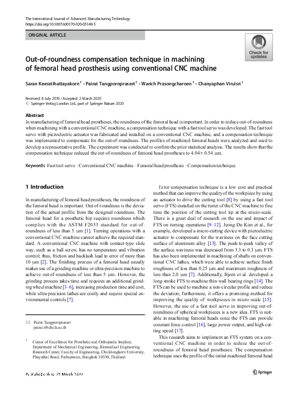 Pdf Out Of Roundness Compensation Technique In Machining Of Femoral Head Prosthesis Using