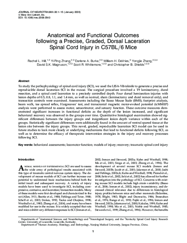 (PDF) Anatomical and Functional Outcomes following a Precise, Graded ...