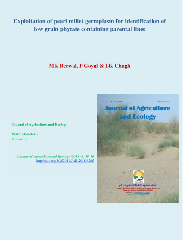 (PDF) Exploitation of pearl millet germplasm for identification of low ...