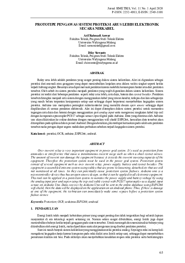 (PDF) Prototipe Pengawas Sistem Proteksi Arus Lebih Elektronik Secara Nirkabel