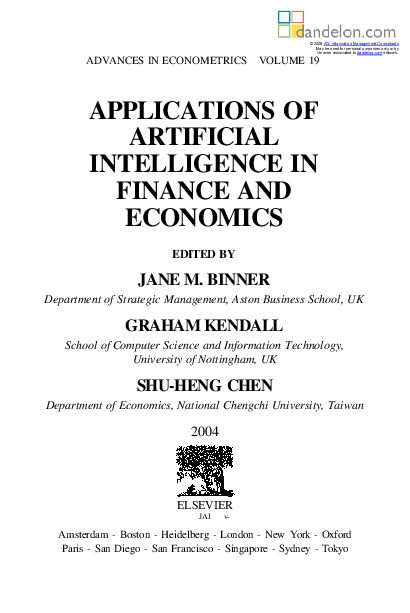 (PDF) Applications of Artificial Intelligence in Finance and Economics