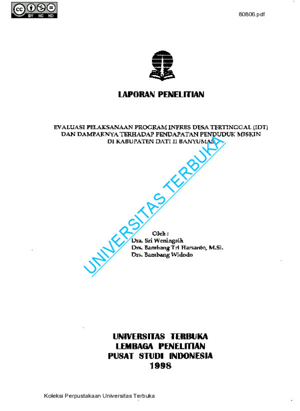 (PDF) Evaluasi Pelaksanaan Program Inpres Desa Tertinggal (IDT) dan ...