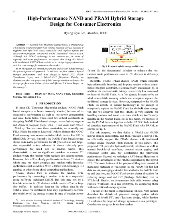 (PDF) High-performance NAND and PRAM hybrid storage design for consumer electronics