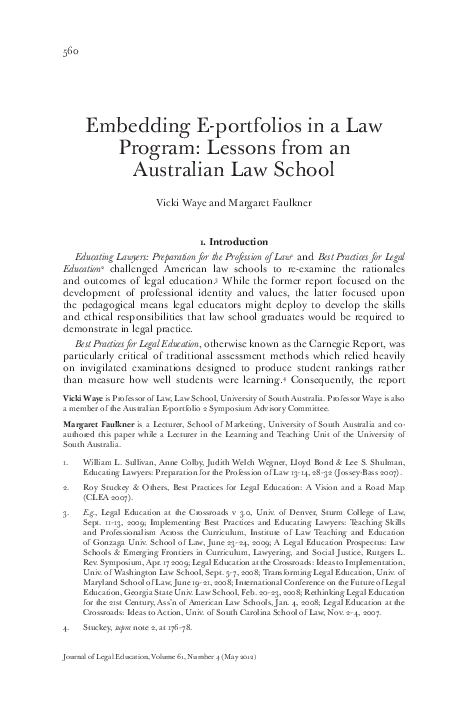 (PDF) Embedding E-Portfolios in a Law Program: Lessons from an ...
