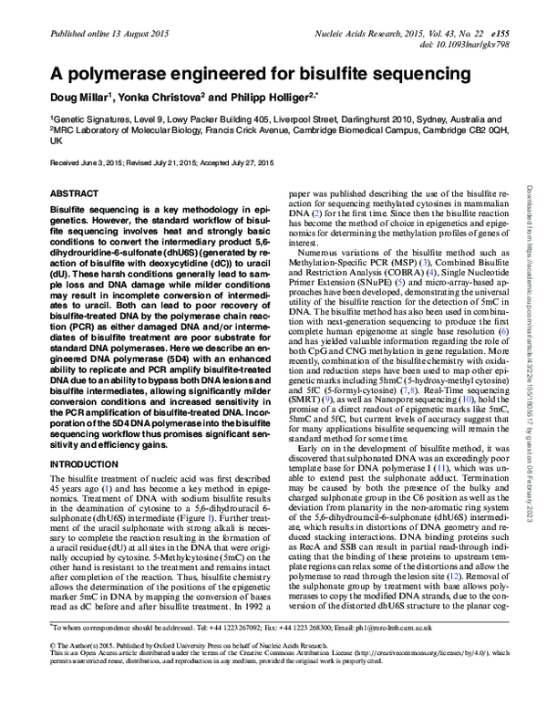 (PDF) Engineered Polymerase Enhances Bisulfite Sequencing Efficiency