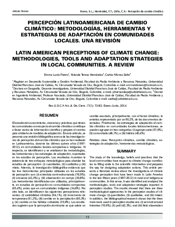 (PDF) Latin American Perceptions of Climate Change: Methodologies ...