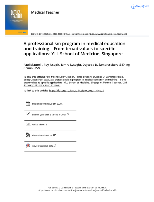 (PDF) A professionalism program in medical education and training ...