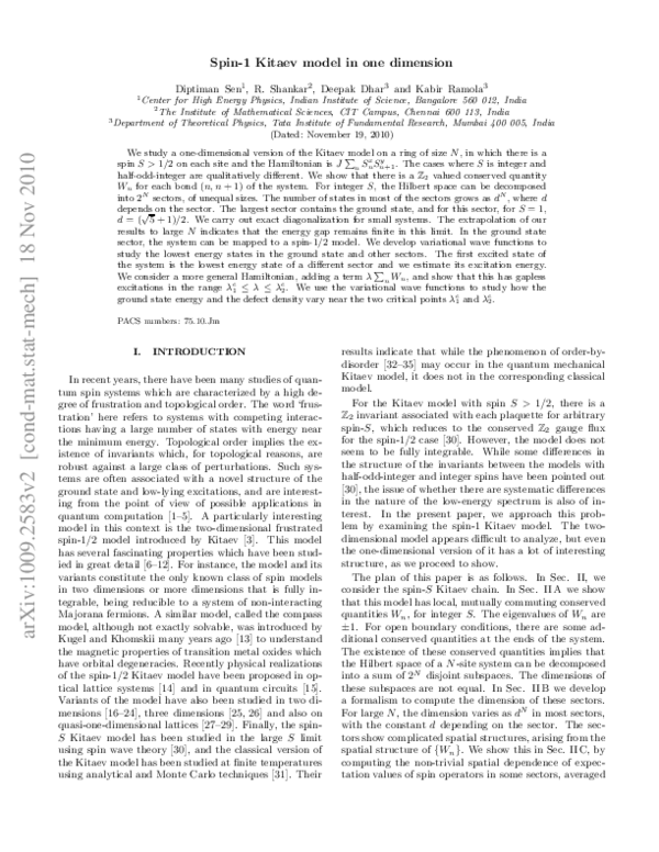 (PDF) Spin-1 Kitaev model in one dimension