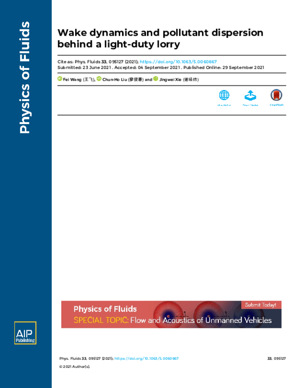 (PDF) Wake dynamics and pollutant dispersion behind a light-duty lorry
