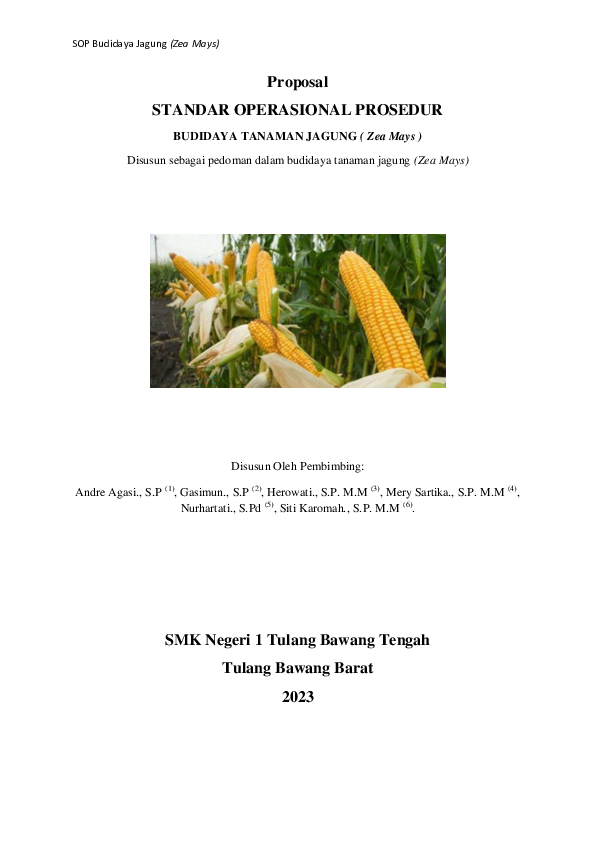 (PDF) Proposal budidaya jagung PTT