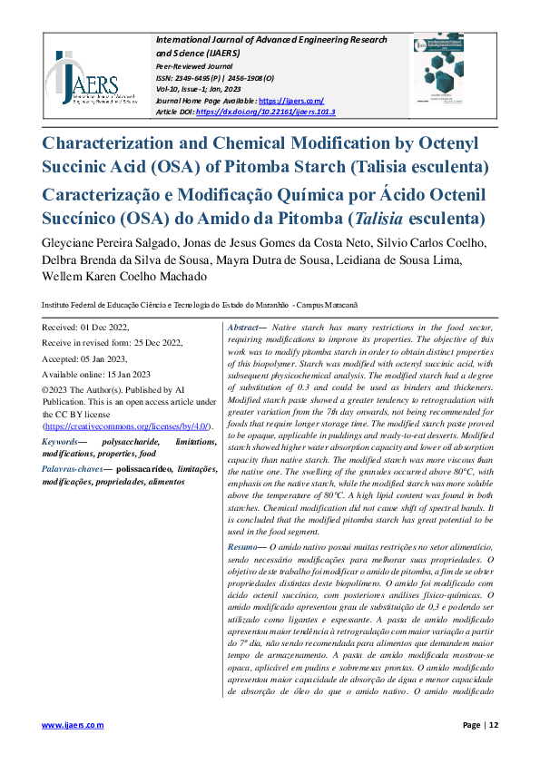 (PDF) Characterization and Chemical Modification by Octenyl Succinic ...