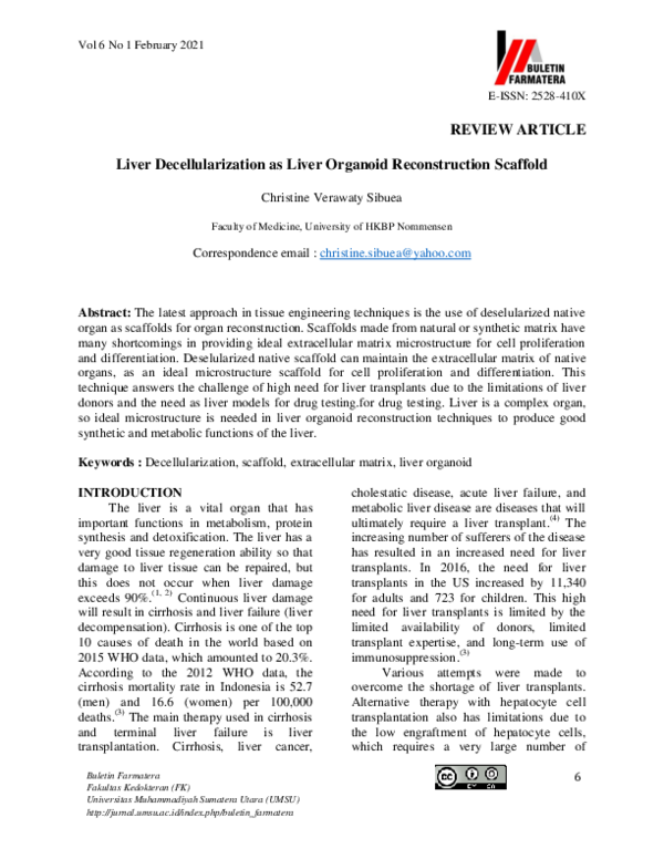 (PDF) Liver Decellularization as Liver Organoid Reconstruction Scaffold