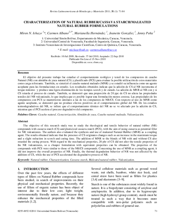 (PDF) Characterization of Natural Rubber/Cassava Starch/Maleated ...