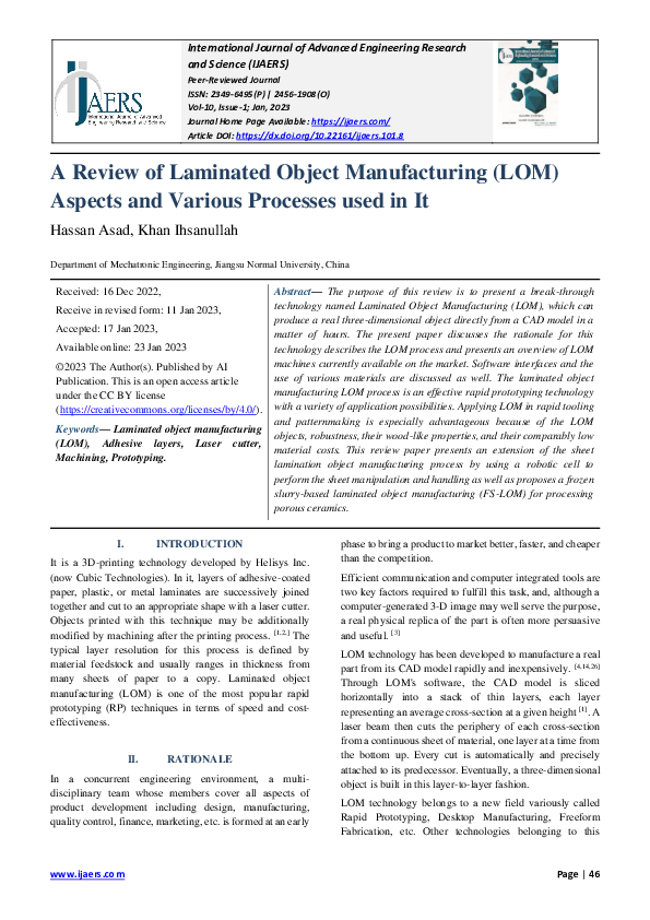 (PDF) A Review of Laminated Object Manufacturing (LOM) Aspects and ...