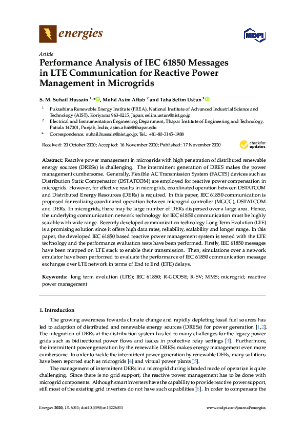 (PDF) Performance Analysis of IEC 61850 Messages in LTE Communication ...