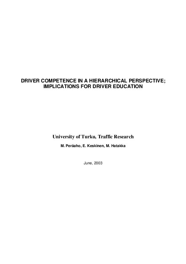 (PDF) Driver Competence in a Hierarchical Perspective; Implications for ...