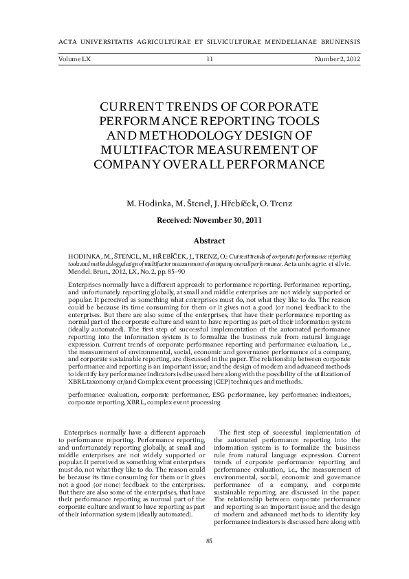 (PDF) Current trends of corporate performance reporting tools and ...