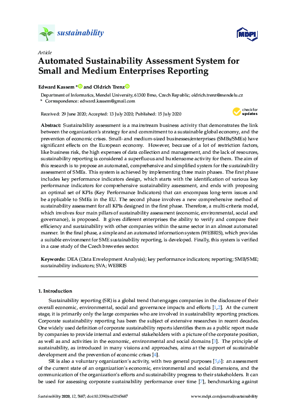 (PDF) Automated Sustainability Assessment System for Small and Medium ...
