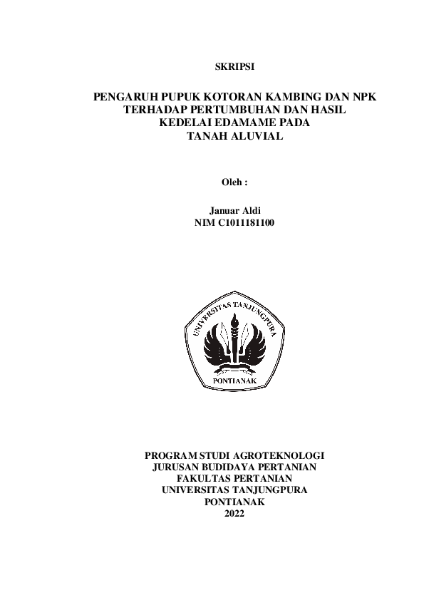 (PDF) SKRIPSI PENGARUH PUPUK KOTORAN KAMBING DAN NPK TERHADAP PERTUMBUHAN DAN HASIL KEDELAI ...