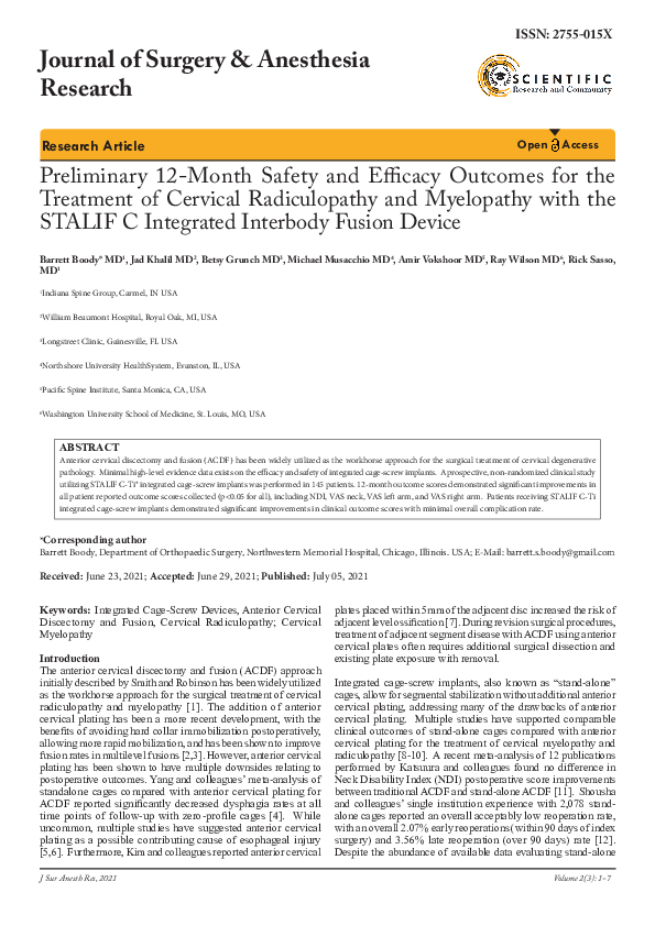 (PDF) Preliminary 12-Month Safety and Efficacy Outcomes for the ... (PDF) Preliminary 12-Month Safety and Efficacy Outcomes for the ...