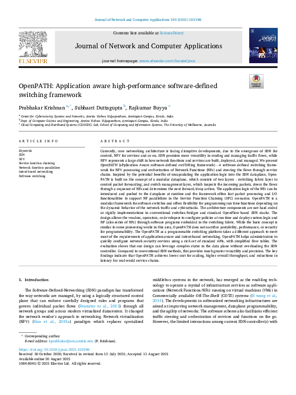 (PDF) OpenPATH: Application aware high-performance software-defined switching framework ...