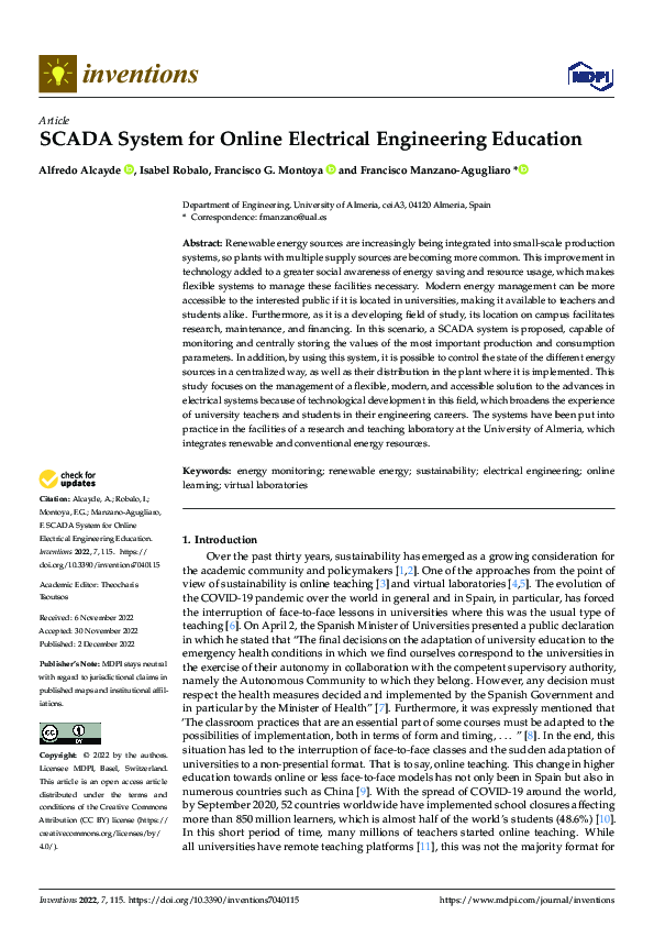 (PDF) SCADA System for Online Electrical Engineering Education