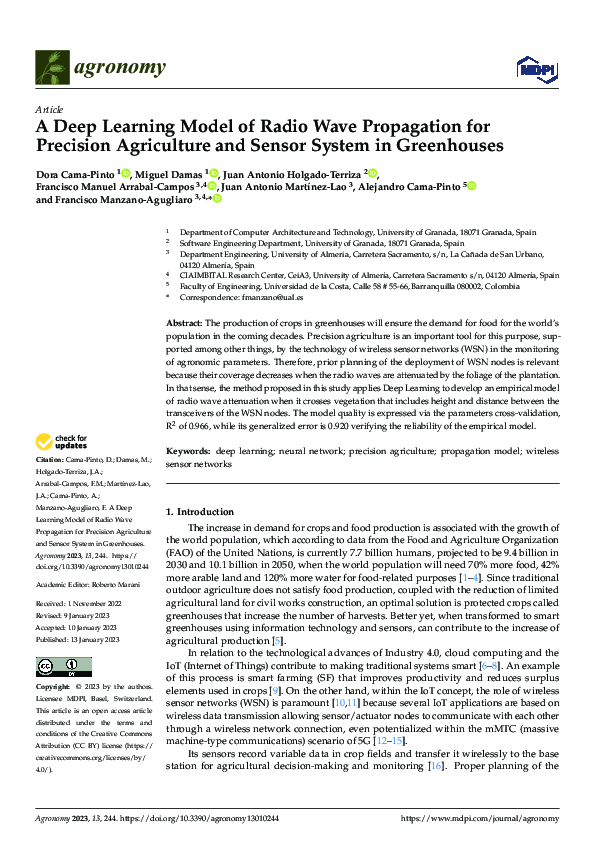 (PDF) A Deep Learning Model of Radio Wave Propagation for Precision Agriculture and Sensor ...